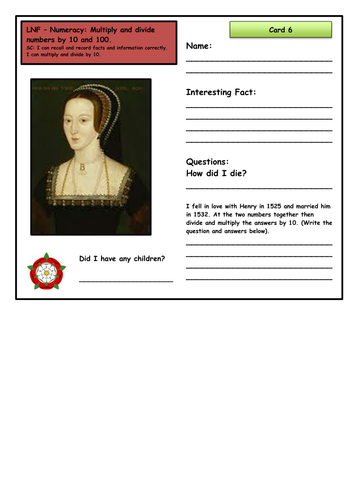 Tudor Monarchs - Literacy and Numeracy | Teaching Resources