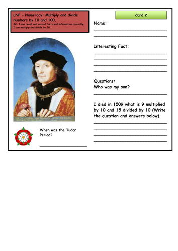 Tudor Monarchs - Literacy and Numeracy | Teaching Resources