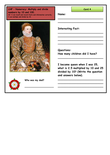 Tudor Monarchs - Literacy and Numeracy | Teaching Resources
