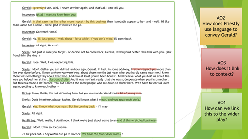 NEW GCSE AQA 9-1 AN INSPECTOR CALLS EXTRACT BUNDLE ALL SCAFFOLDED AO1/2 ...