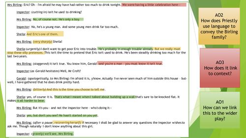 An Inspector Calls - New AQA GCSE 9-1 - Scaffolded Extract Pack (Lit ...
