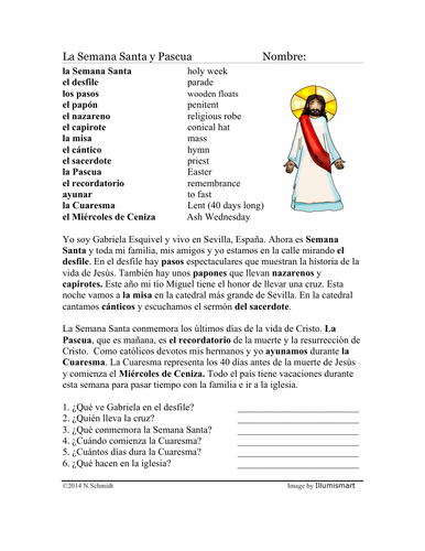 Semana Santa y Pascua Lectura ~ Holy Week and Easter Spanish Reading ...