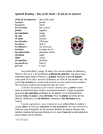 El día de los muertos Lectura Cultural ~ Day of the Dead Spanish ...