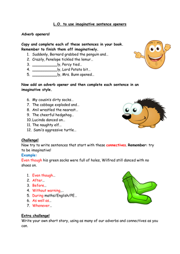 Imaginative adverb sentence openers (full lesson) | Teaching Resources