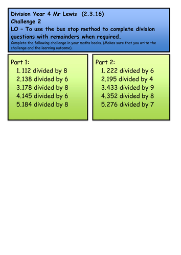 Year 4 Complete Division Lesson | Teaching Resources