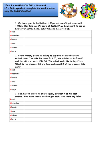 Problem solving year 4 | Teaching Resources