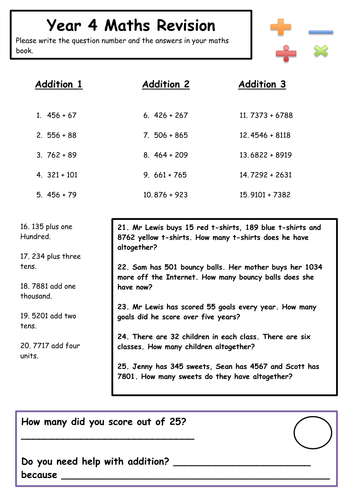 Year 4 Maths revision | Teaching Resources