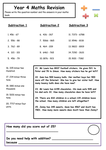 Year 4 Maths revision | Teaching Resources