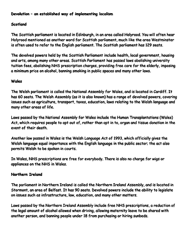 Local / devolved government | Teaching Resources