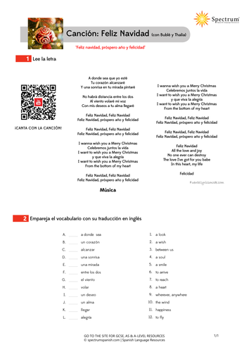 Canción - Feliz Navidad (Song Class - Happy Christmas) | Teaching Resources