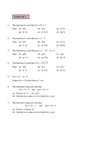 Function Notation Common Core Algebra 1