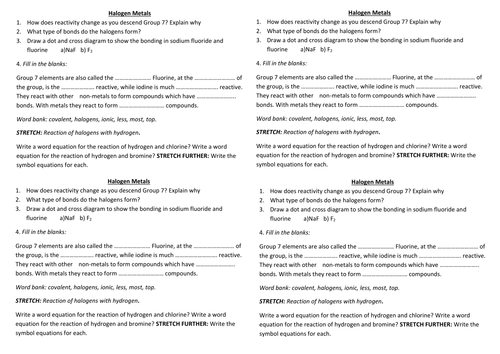 Edexcel 9-1 SC17 Groups 1, 7, Displacement of halogens and group 0 ...