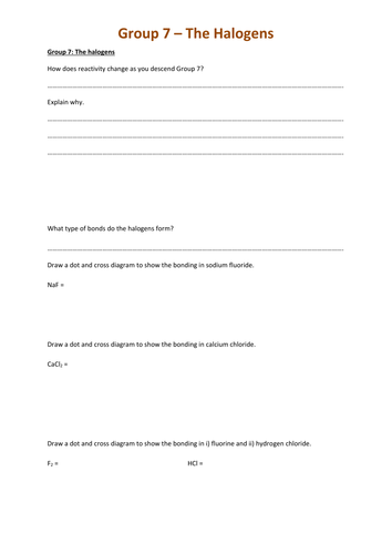 Edexcel 9-1 SC17 Groups 1, 7, Displacement of halogens and group 0 ...
