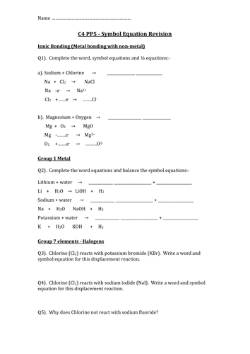 Edexcel 9-1 SC17 Groups 1, 7, Displacement of halogens and group 0 ...
