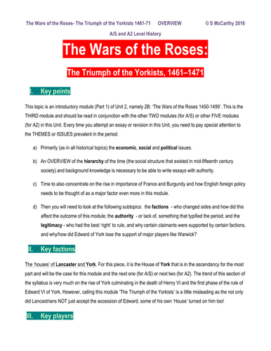 History A/S and A level The Wars of the Roses 'The Triumph of the ...