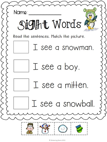 Winter Sight Words - No Prep Printables | Teaching Resources
