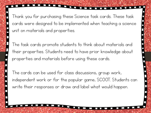 Materials Science Task Cards | Teaching Resources