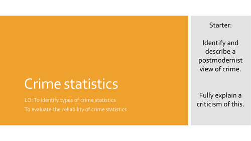 Section 2, Lesson 1: Crime statistics 1of2-A Level sociology AQA, Crime ...