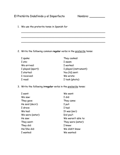 Preterite and Imperfect Test Spanish | Teaching Resources