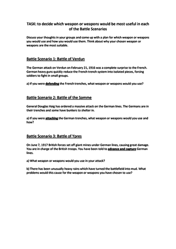 WWI weapons | Teaching Resources