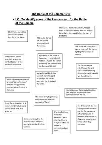 Battle of the Somme events | Teaching Resources