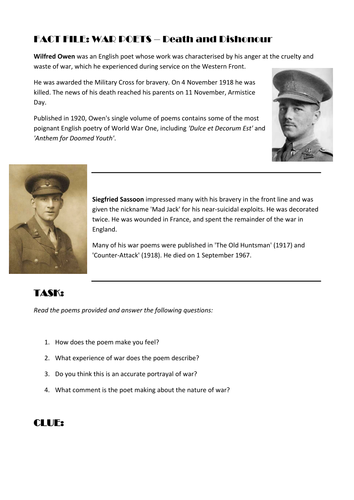 War poetry, film and song | Teaching Resources
