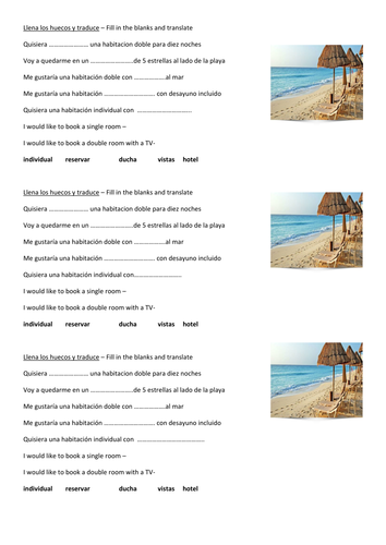BOOKING HOLIDAYS/HOTEL DESCRIPTIONS | Teaching Resources