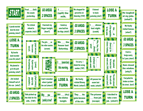 Past Simple Tense Regular Verbs Board Game | Teaching Resources
