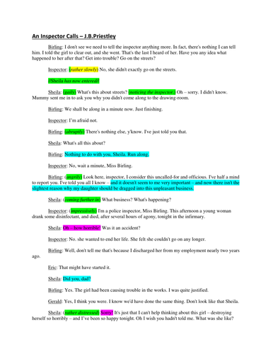 An Inspector Calls: Priestley's Dramatic Devices | Teaching Resources