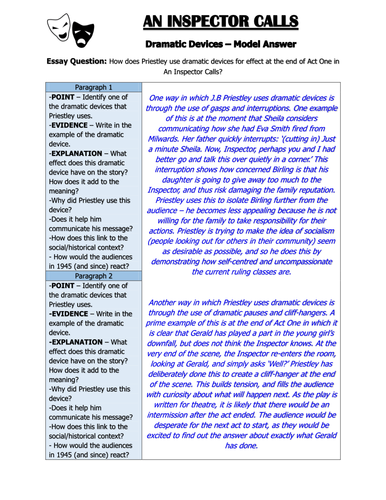 An Inspector Calls: Priestley's Dramatic Devices | Teaching Resources