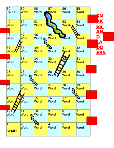 Snakes and Ladders Phonics Spelling Game Editable Template - Word and ...
