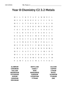 Year 8 Chemistry C2 3.2 Metals Wordsearch | Teaching Resources