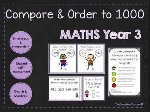 Comparing & Order to 1000 - Year 3&4 - Math - Place Value - 3 NO PREP ...