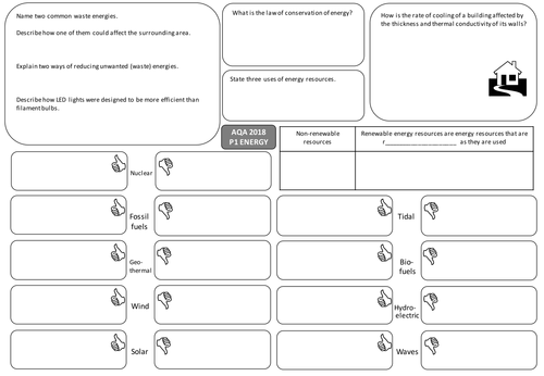 New 2018 Aqa Gcse Physics Trilogy Science P1 Energy Revision