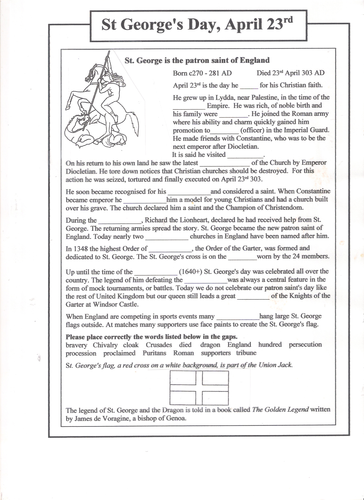 Saint George, Patron saint of England, Feast Day 23rd April | Teaching ...