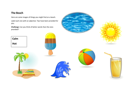 Describing a beach using adjectives - creative writing, writing to ...