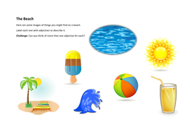 Describing a beach using adjectives - creative writing, writing to ...