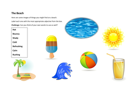 Describing a beach using adjectives - creative writing, writing to ...