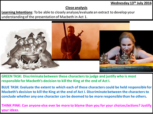 Close analysis of Macbeth extract fully differentiated | Teaching Resources