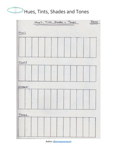 Hues, Tints, Shades and Tones template | Teaching Resources