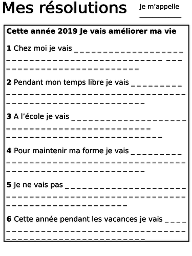 New Years' resolutions - Mes Résolutions | Teaching Resources