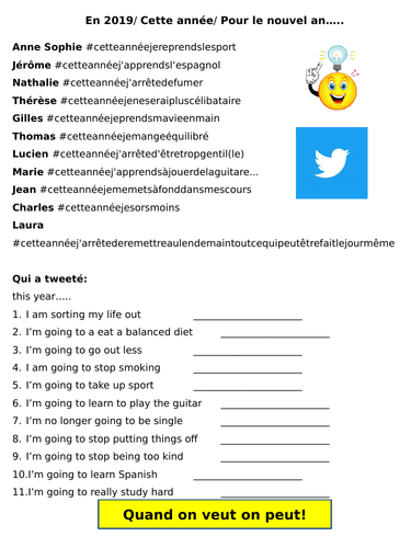 New Years' resolutions - Mes Résolutions | Teaching Resources