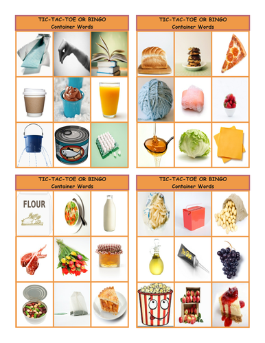 Container Words Tic-Tac-Toe or Bingo Game | Teaching Resources