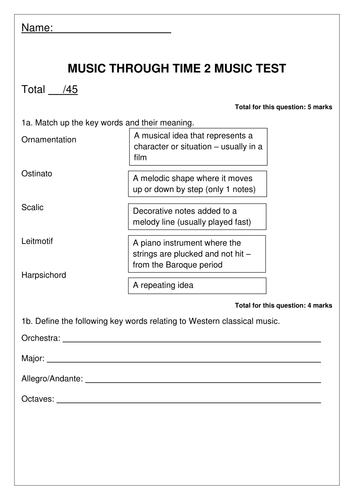 Classical Music Listening Test 2 | Teaching Resources