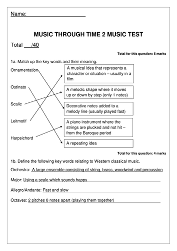 Classical Music Listening Test 2 | Teaching Resources