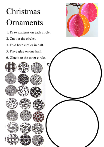 Christmas Ornaments Activity/Worksheet (Art, Craft and Design ...