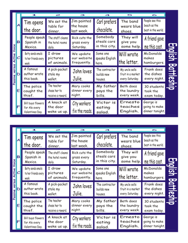 Passive versus Active Voice Battleship Board Game | Teaching Resources
