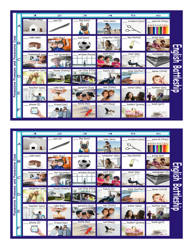 Possessive Pronouns and Possessive Case Battleship Board Game ...
