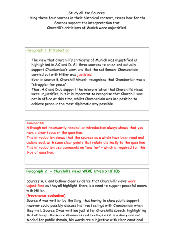 CHURCHILL OCR ALEVEL 30 MARKER EXAM STRUCTURE TECHNIQUE MUNICH CRISIS ...