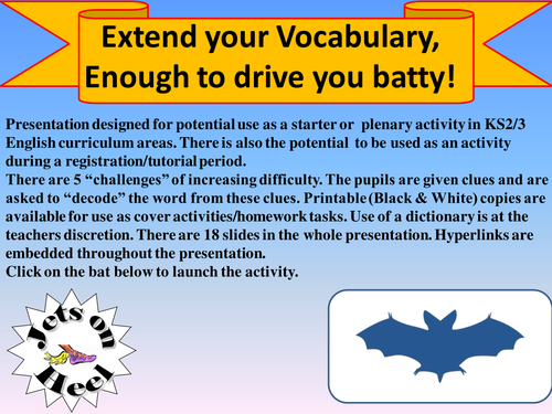Extend Your Vocabulary, The Bat Challenge | Teaching Resources